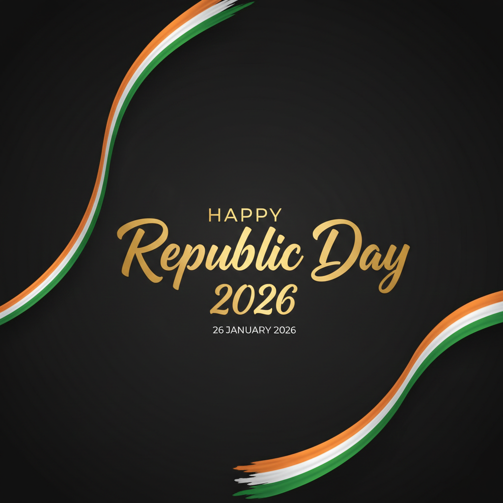🔥 Happy Republic Day 2026 Tricolor Typography Poster Background Free