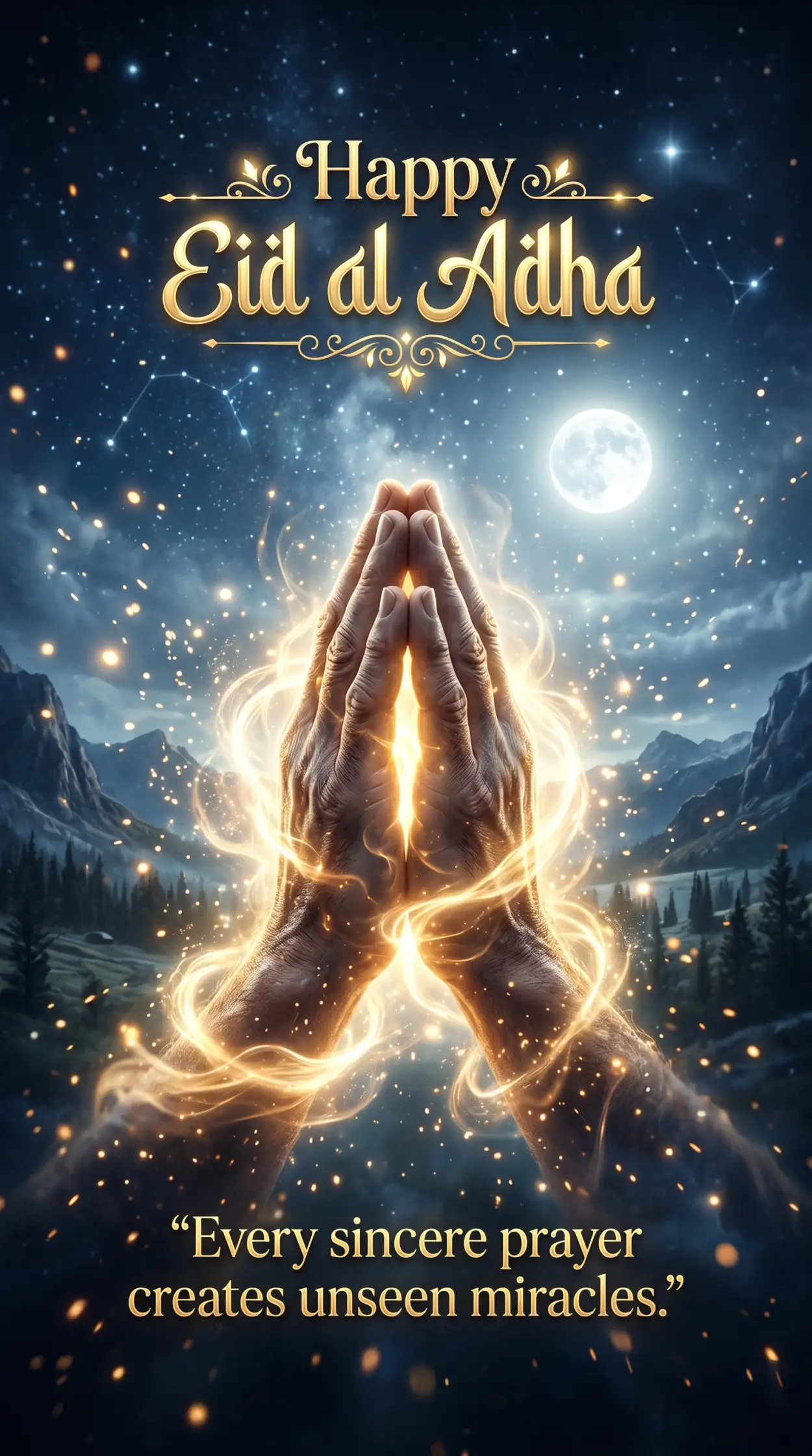 Happy Eid Al Adha Quotes with Prayer Hands (HD) – Free