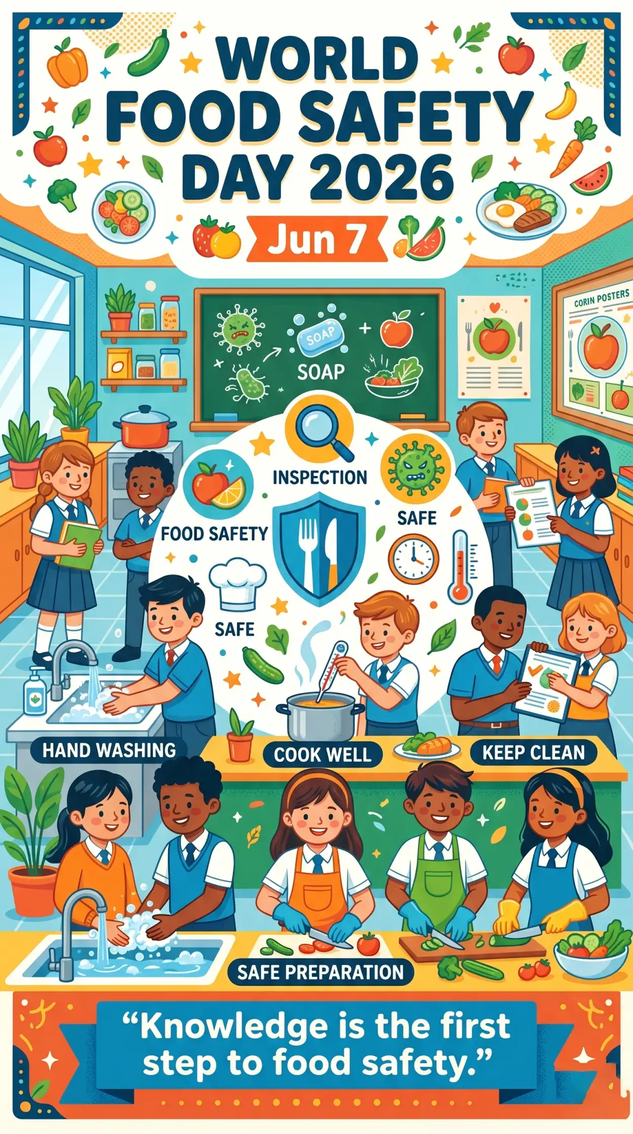 World Food Safety Day 2026 School Awareness Poster (HD)